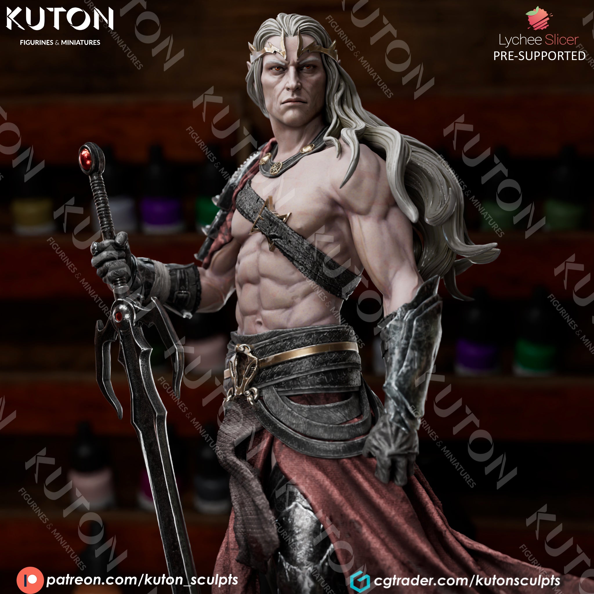 Elric of Melnibone Bust - 3D Print - KUTON - El Greco Miniatures – El ...