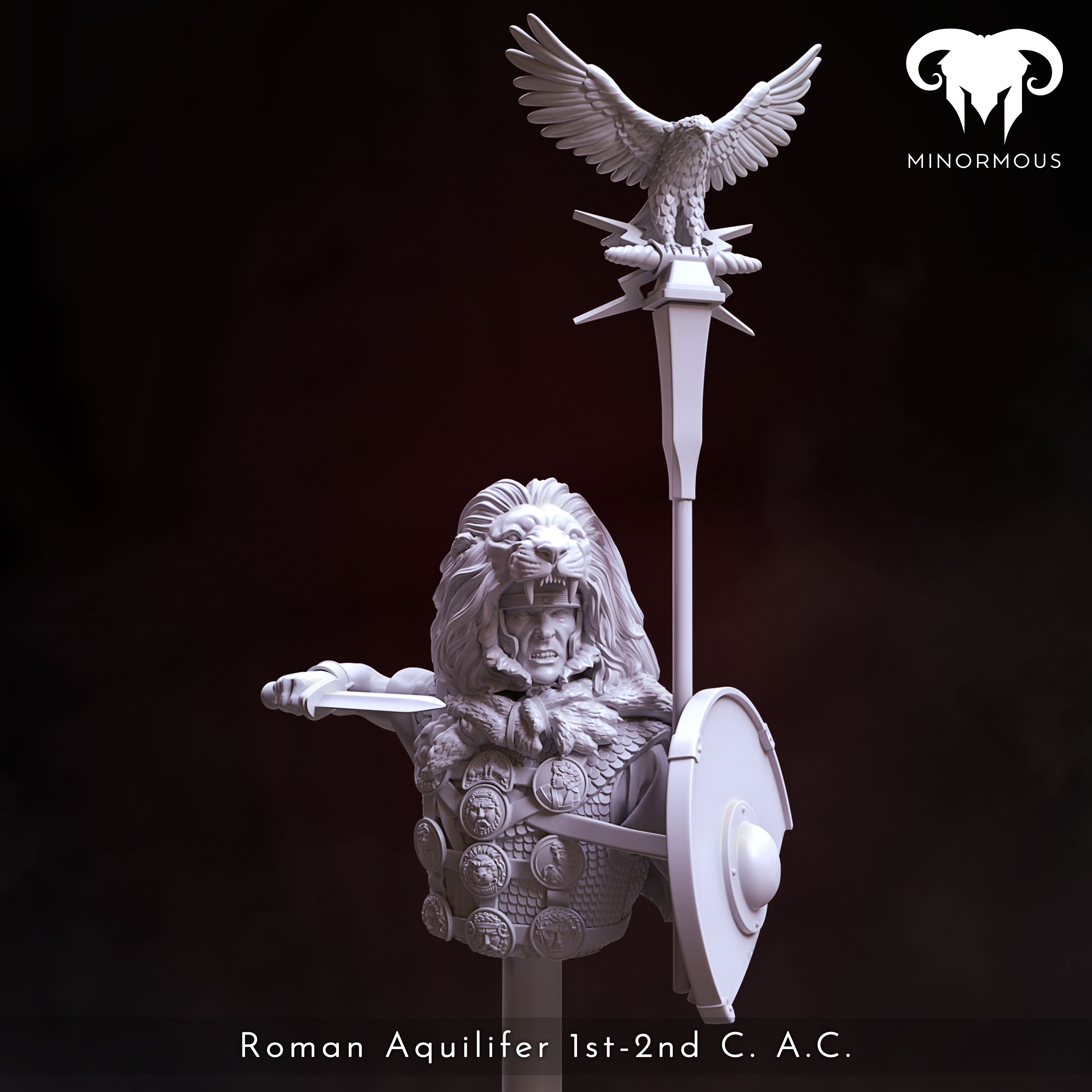 Roman Aquilifer 1st-2nd C. A.C. The Last Stand Bust - 3D Print ...