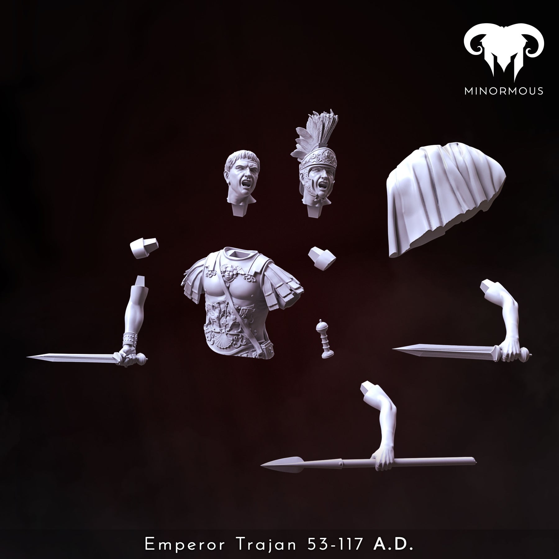 Roman Emperor Trajan 98 to 117 A.D. "The Sword of Rome" - 3D Print ...