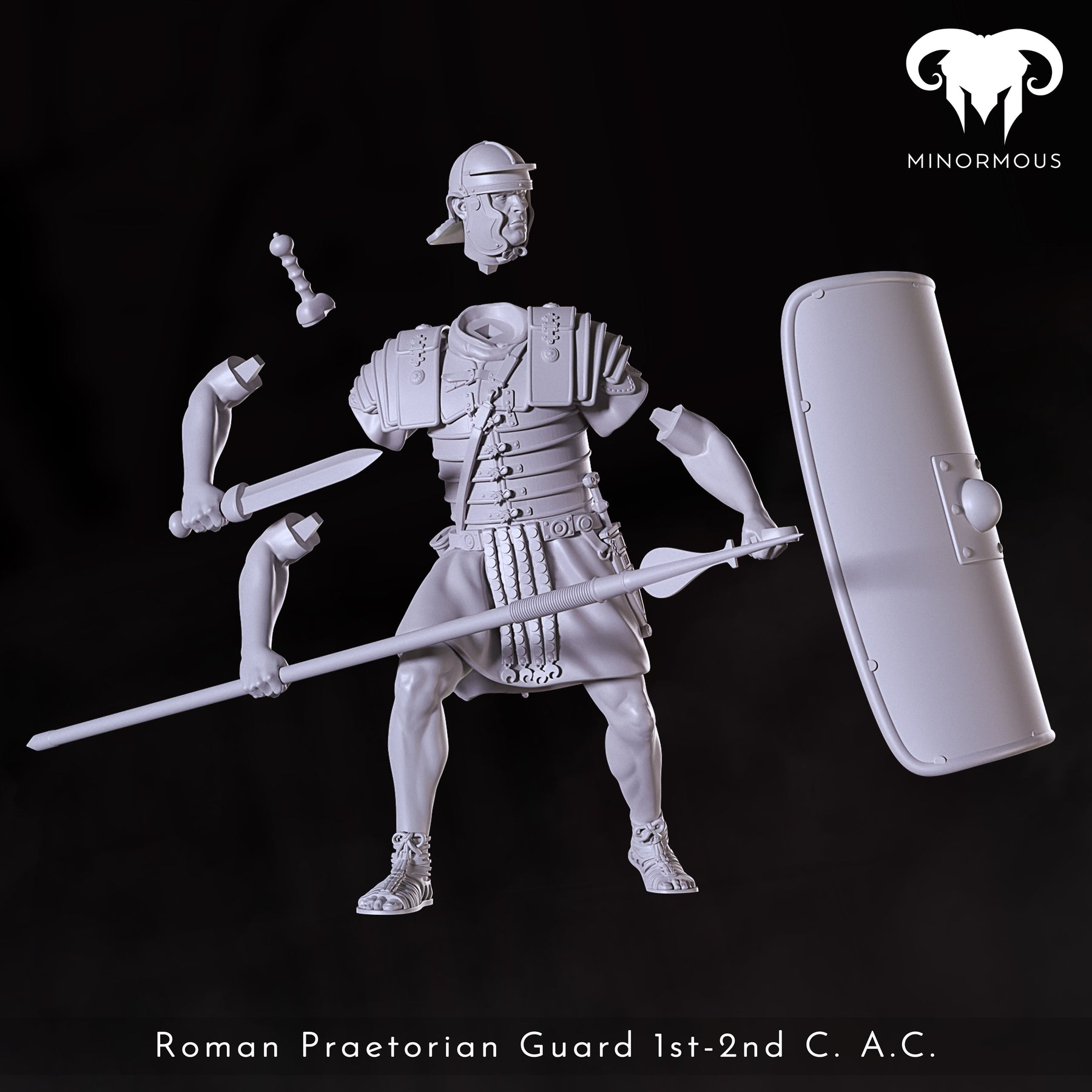 In Action, Roman Praetorian Guard 1st-2nd C. AD - 90mm - 3D Print – El ...