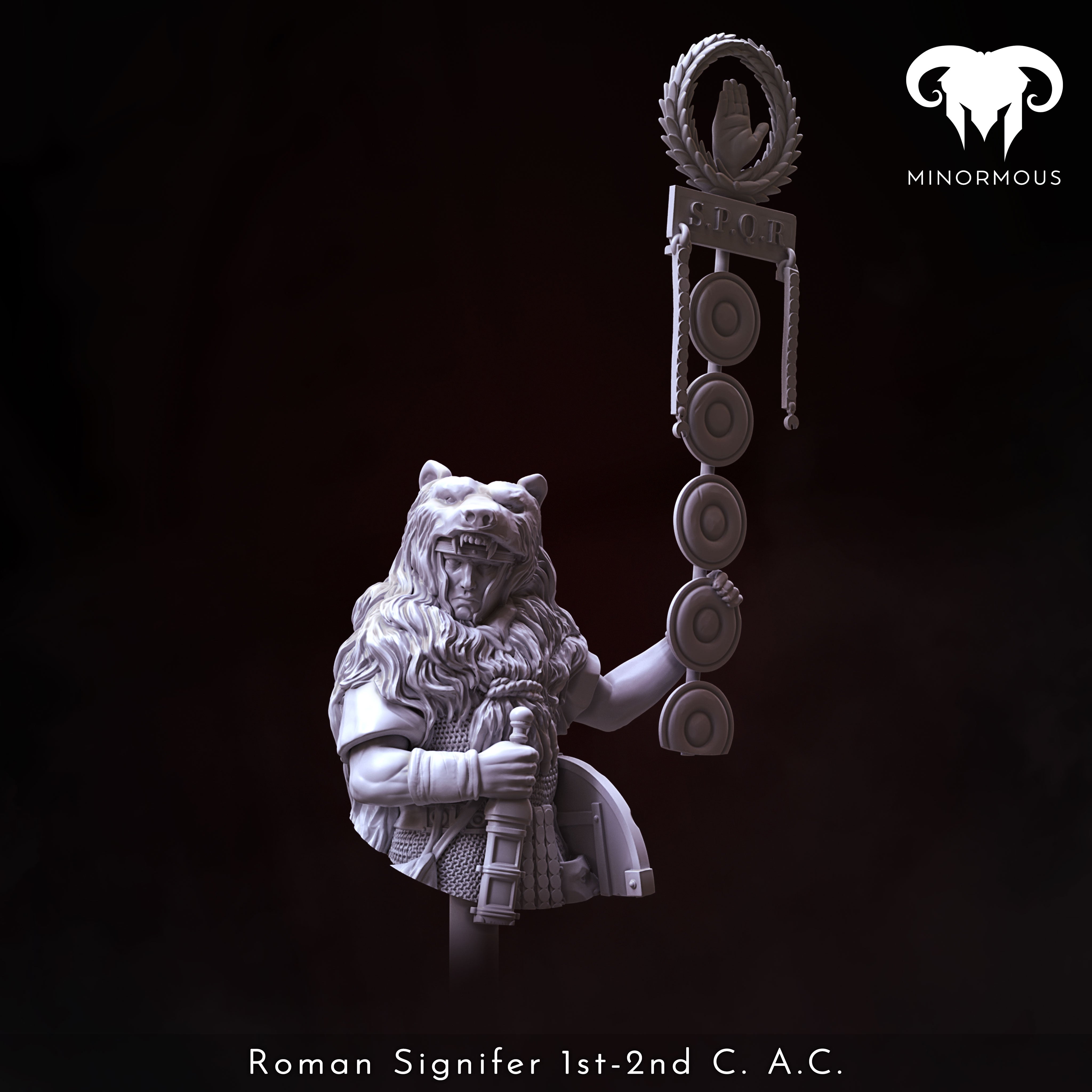 Roman Signifer 1st-2nd C. A.C. "Brave and Bold" Bust - 3D Print ...