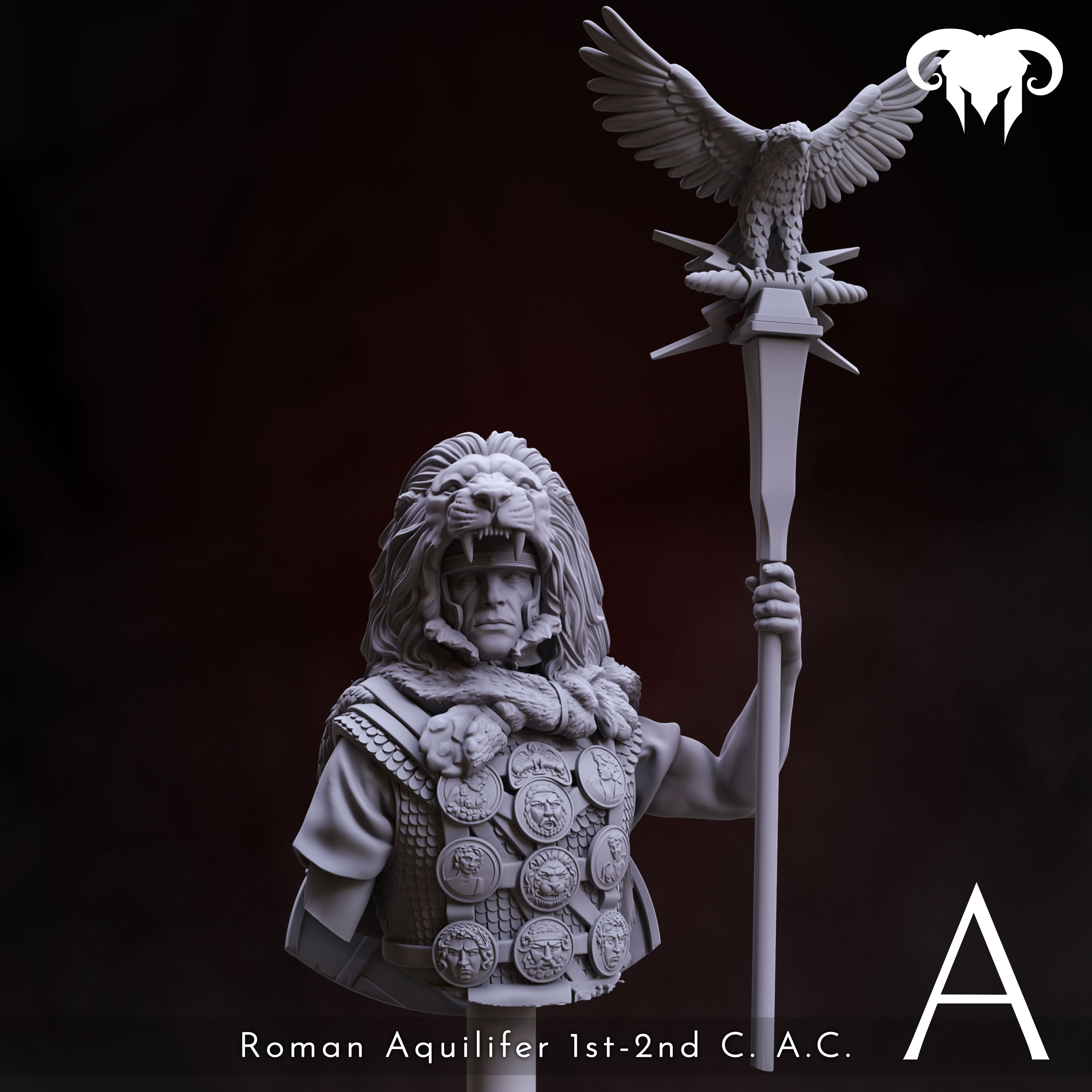 Roman Aquilifer 1st-2nd C. A.C. Bust - 3D Print - Minormous Models – El ...