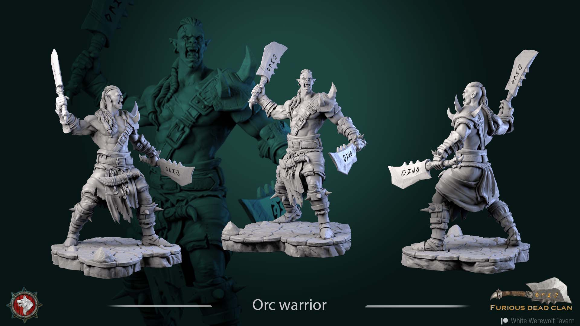 Orc warrior - 75mm - 3D Print - White Werewolf Tavern - El Greco ...