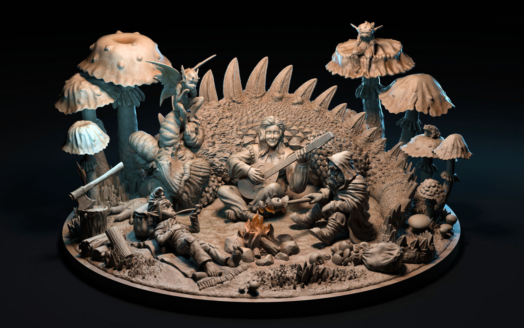 Lost in the Mushroom Forest Diorama - 3D Print - Clay Demon Miniatures ...